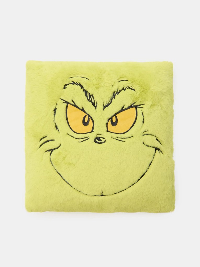 Sinsay - Kožešinový dekorační polštář s vánočním motivem Grinch - neonová