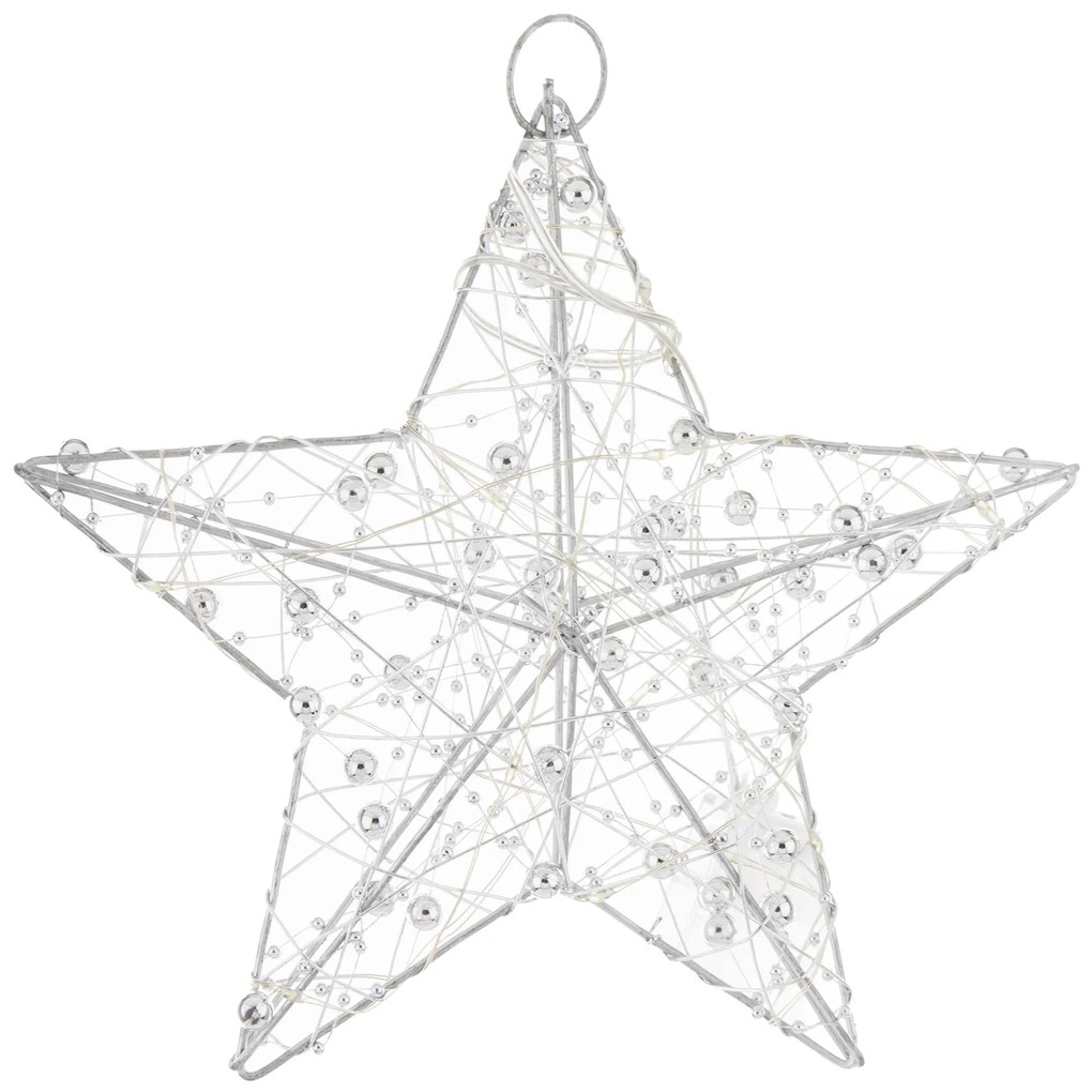 Dekorace stříbrná hvězda s LED osvětlením 146991