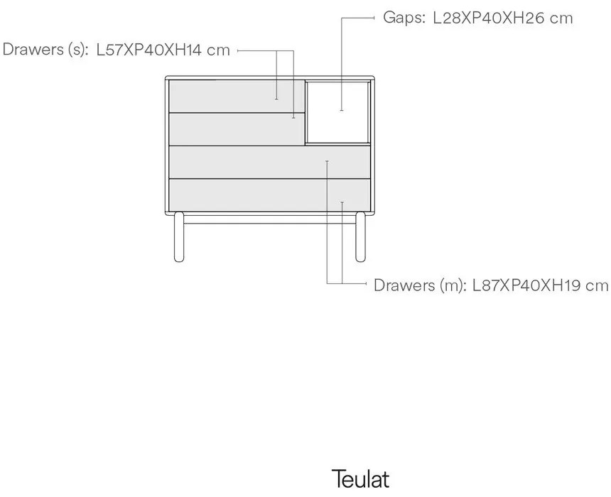 Tmavě šedá nízká komoda 90x90 cm Corvo - Teulat