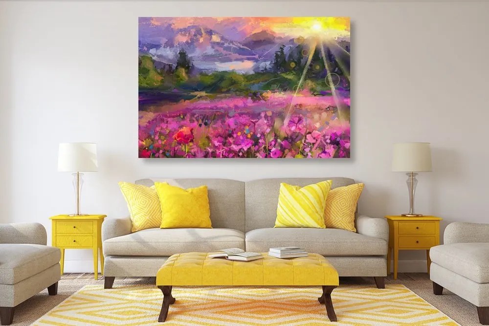 Obraz barevná krajinná olejomalba - 90x60 cm