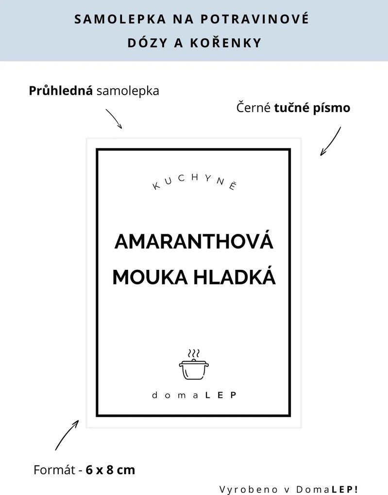 AMARANTHOVÁ MOUKA HLADKÁ - omyvatelná samolepka na dózu, výběr rozměrů Ø 5 cm / 5 x 5 cm / 6 x 8 cm | DomaLEP