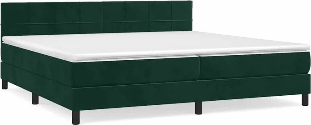 Box spring postel s matrací tmavě zelená 200x200 cm samet 3141326