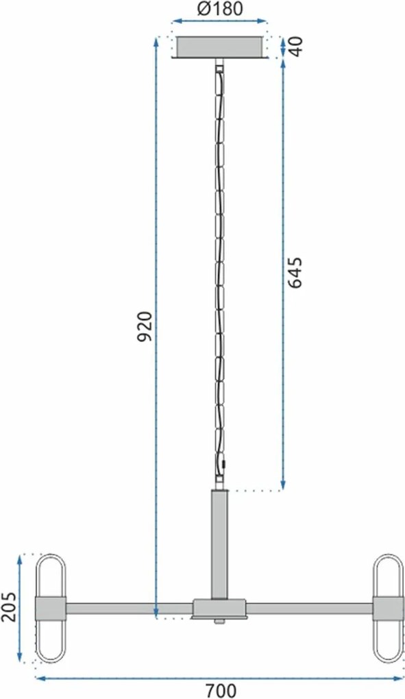 Toolight Toolight, LED závěsné stropní svítidlo 6x20W APP770-6C + dálkový ovladač, černá, OSW-05021