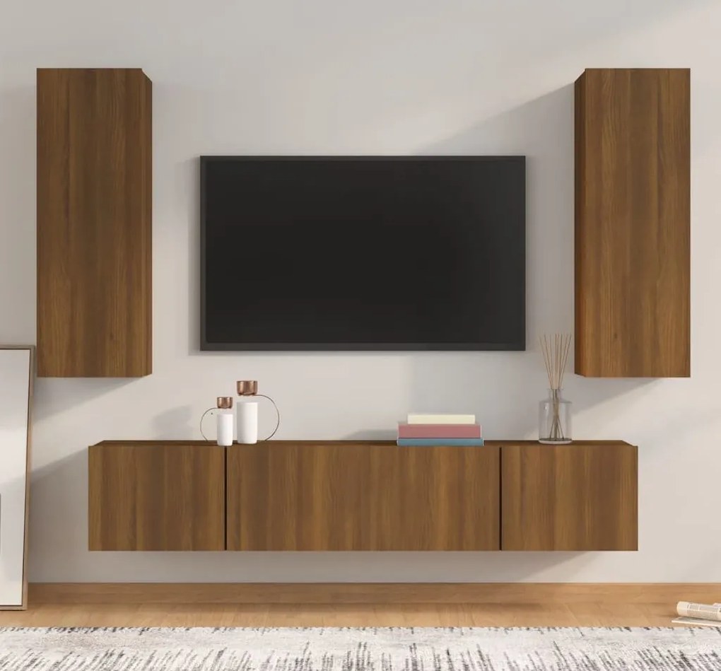 vidaXL 4dílný set TV skříněk kompozitní dřevo [3114205] Barva: Bílá