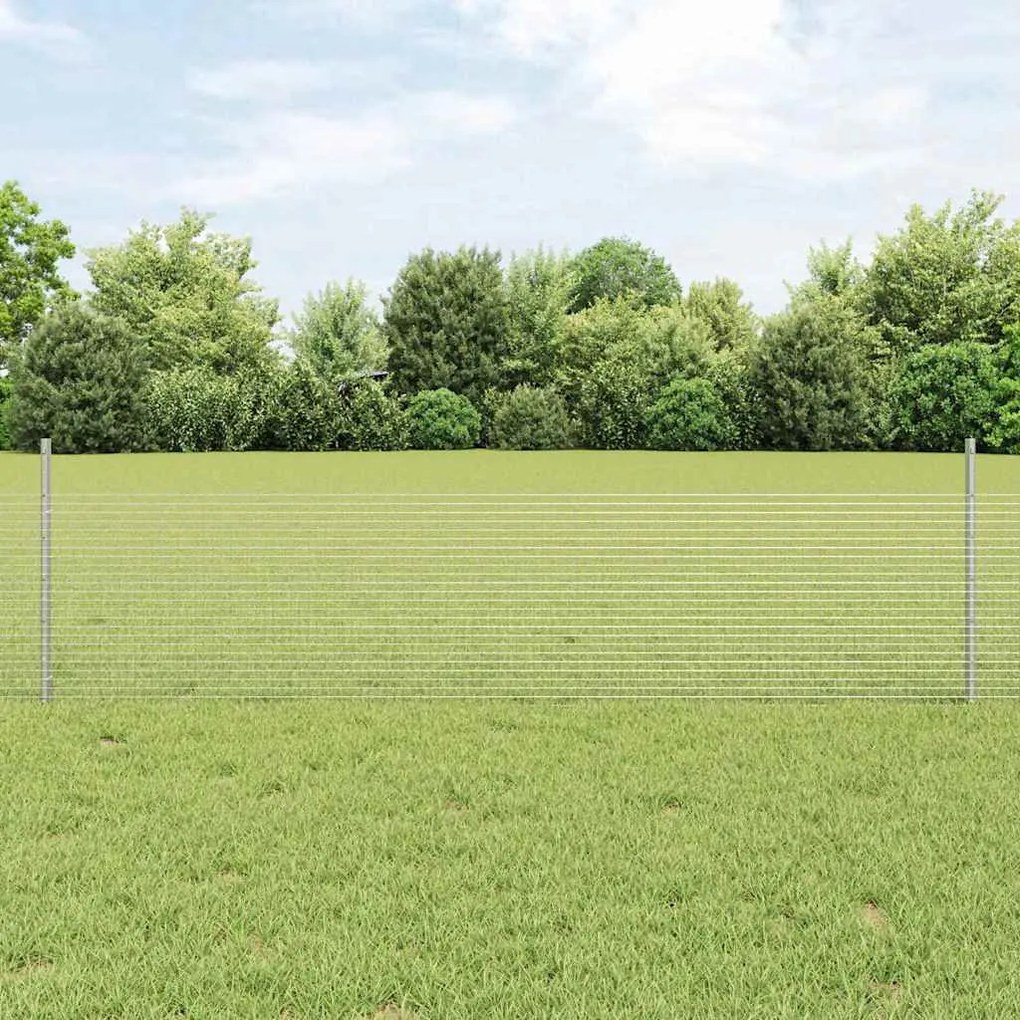 Svařovaná drátěná plotovina s tyčkami 10 x 0,5 m Stříbrná 3336315