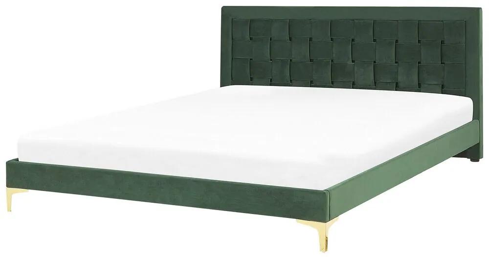 Sametová postel 180 x 200 cm zelená LIMOUX