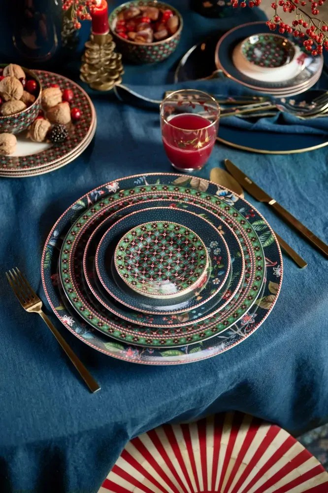 Pip Studio Berry Blues talíř Ø12cm, zelený (Talíř z tenkostěnného porcelánu)