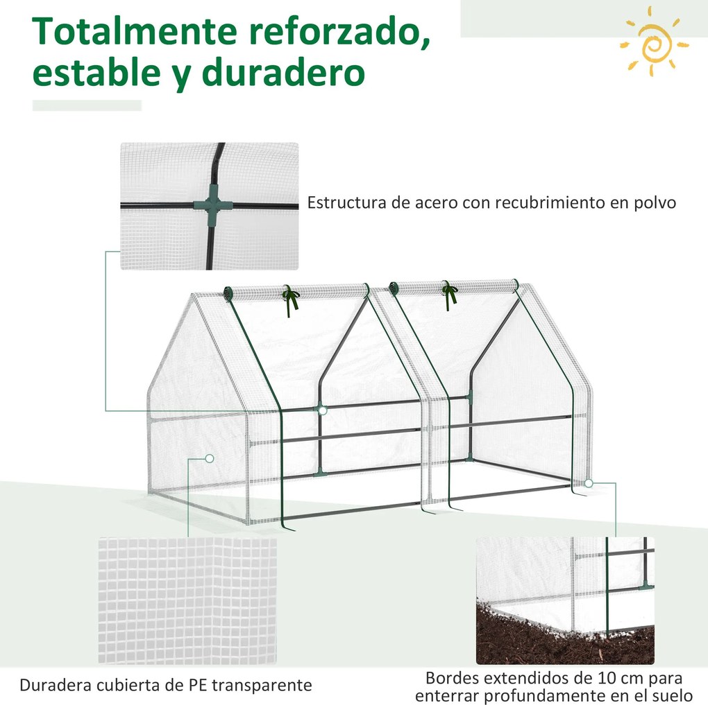Outsunny Zahradní skleník pro venkovní použití 180x90x90 cm, typ kůlny s 2 okny, ocelová konstrukce, terasový skleník pro pěstování rostlin, květin a…