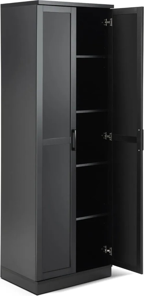 Costway 178 cm 5patrová vysoká skříň se 2 dveřmi a nastavitelnými – černý