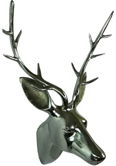 Sříbrná nástěnná dekorace hlava jelena Deer S - 15*14*32cm