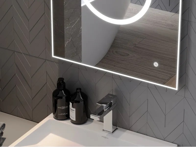 Mexen Koga, LED koupelnové zrcadlo s podsvícením 80 x 60 cm, 6000K, ochrana proti zamlžování, 9821-080-060-611-00