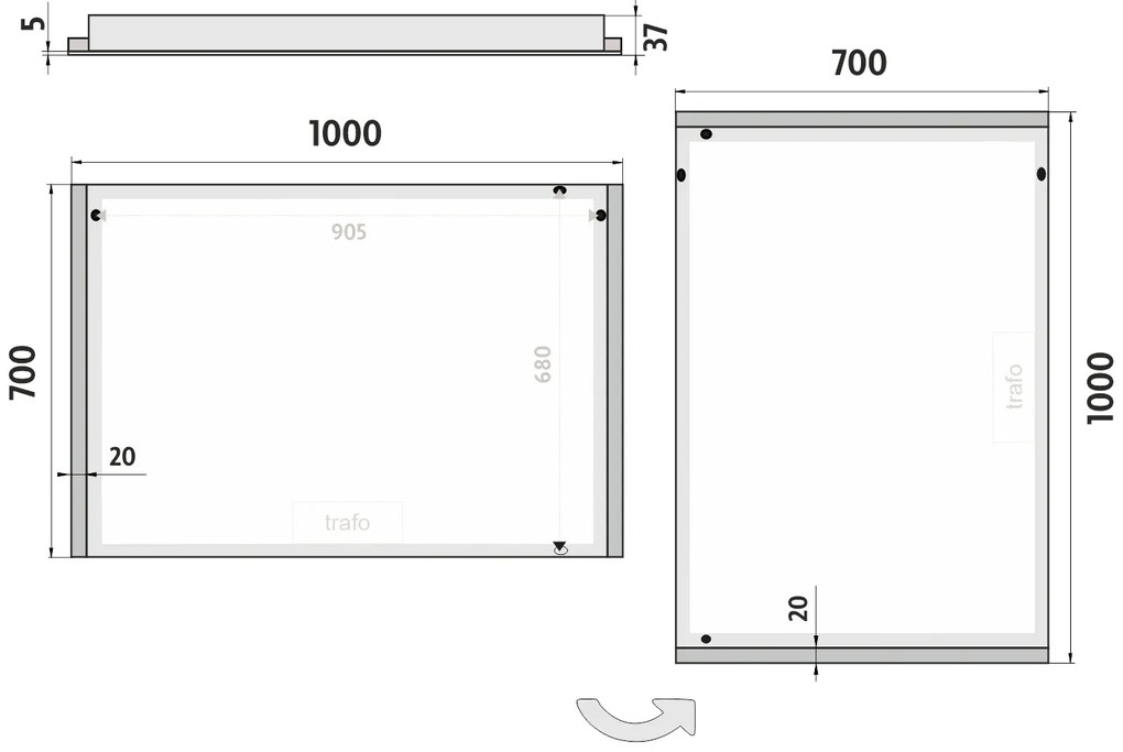 Nimco LED zrcadlo 1000x700 - ZP 11004