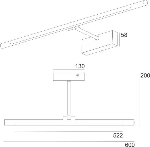 LED Koupelnové osvětlení zrcadla MIRROR LED/8W/230V 4000K IP44 60 cm černá