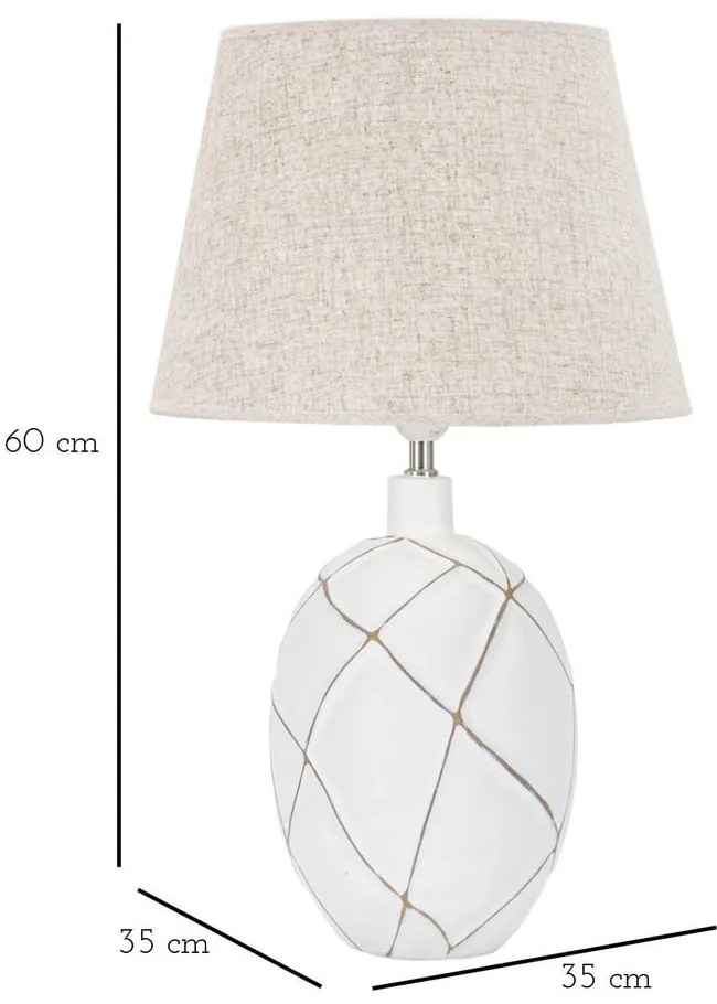 Stolní lampa s textilním stínidlem v bílo-krémové barvě (výška 60 cm) Lines – Mauro Ferretti