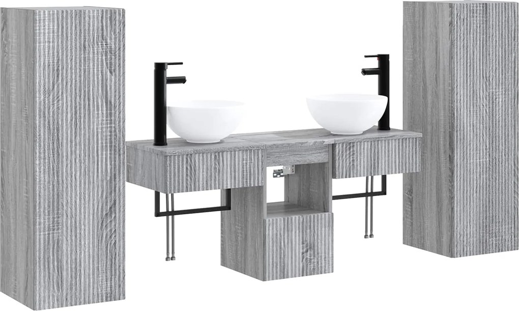 Sada koupelnového nábytku 5 ks Šedý Sonoma 33 x 34,5 x 100 cm 3405969