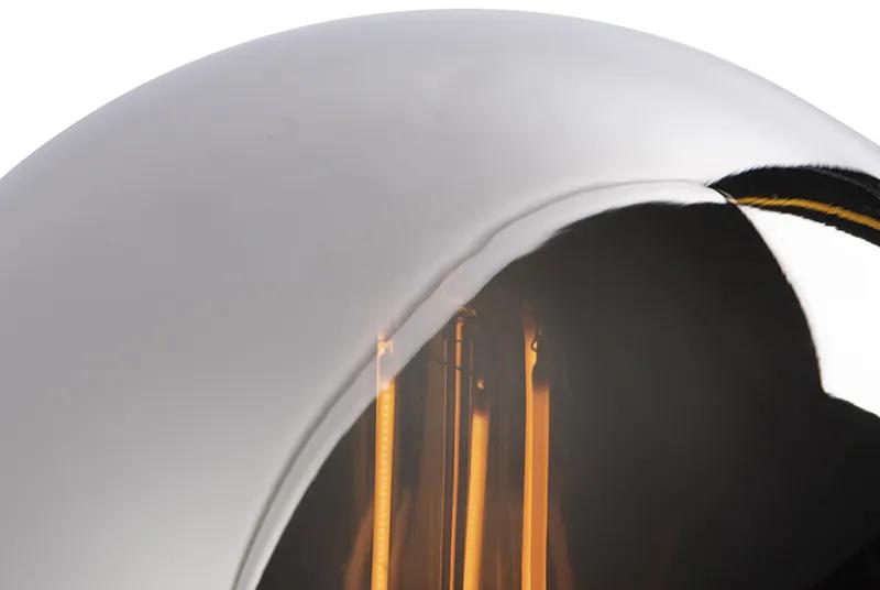 Stolní lampa ve stylu art deco černá s kouřovým sklem - Pallon