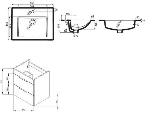 JIKA Cube skříňka s umyvadlem 55 cm, bílá, H4536121763001