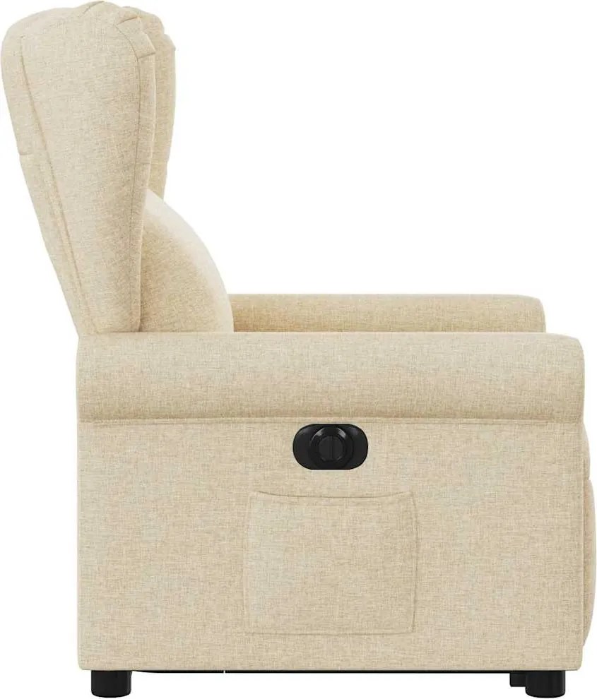 Elektrické zvedací polohovací křeslo krémové textil 3303402