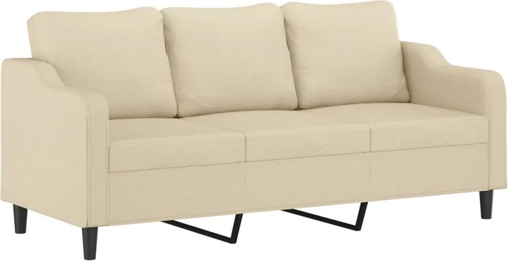 3místná pohovka s podnožkou krémová 180 cm textil 3201137