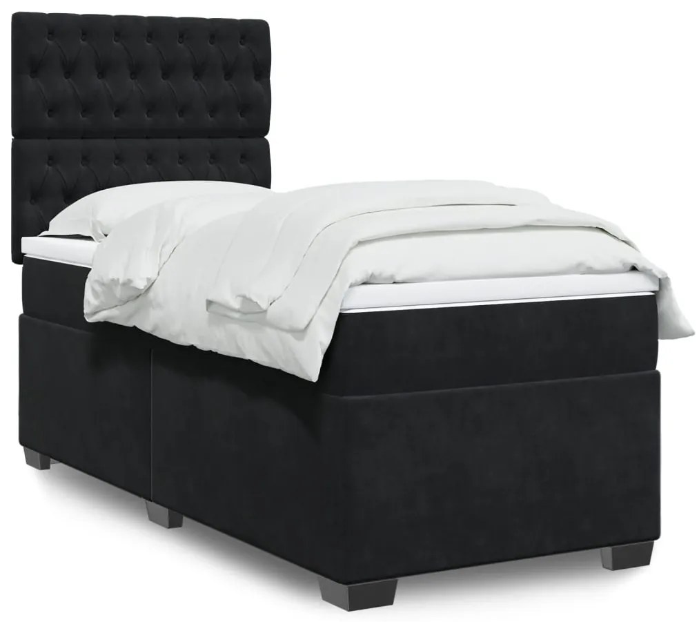 Box spring postel s matrací černá 100x200 cm samet 3290842