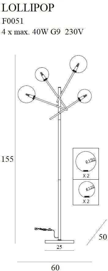 Maxlight Stojací lampa Maxlight F0051 LOLLIPOP