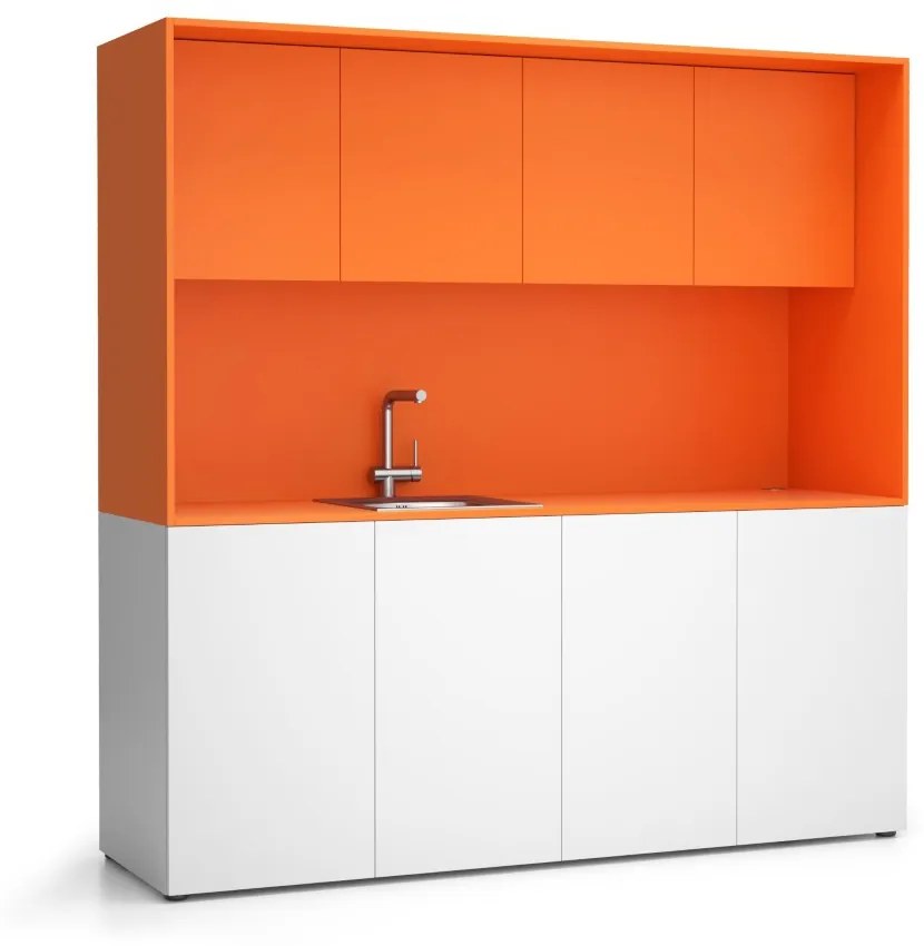 Kuchyňka NIKA se dřezem a baterií 1963 x 600 x 2000 mm, oranžová, levé