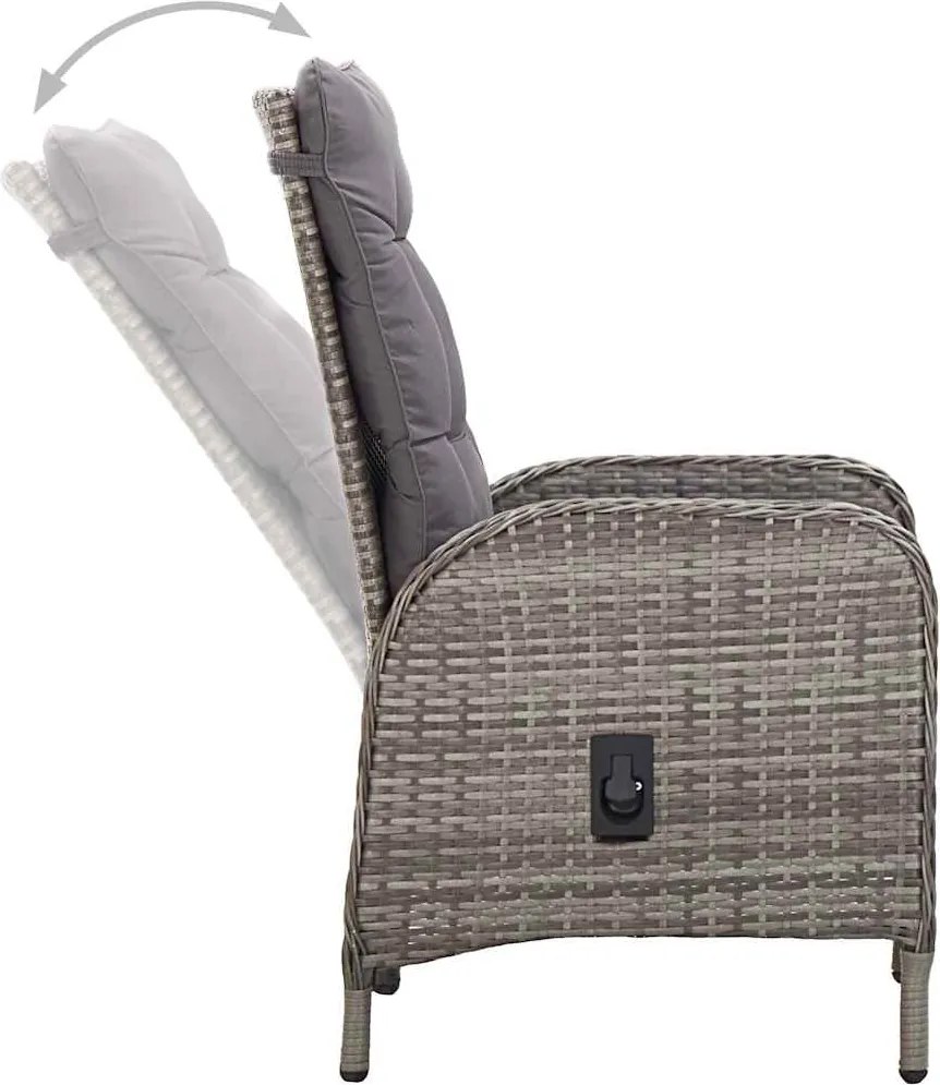 11dílný zahradní jídelní set polyratan šedý 3058554