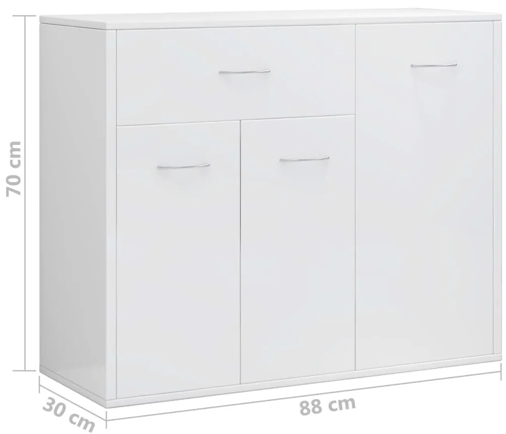 vidaXL Marketos Příborník bílý s vysokým leskem 88x30x70 cm kompozitní dřevo