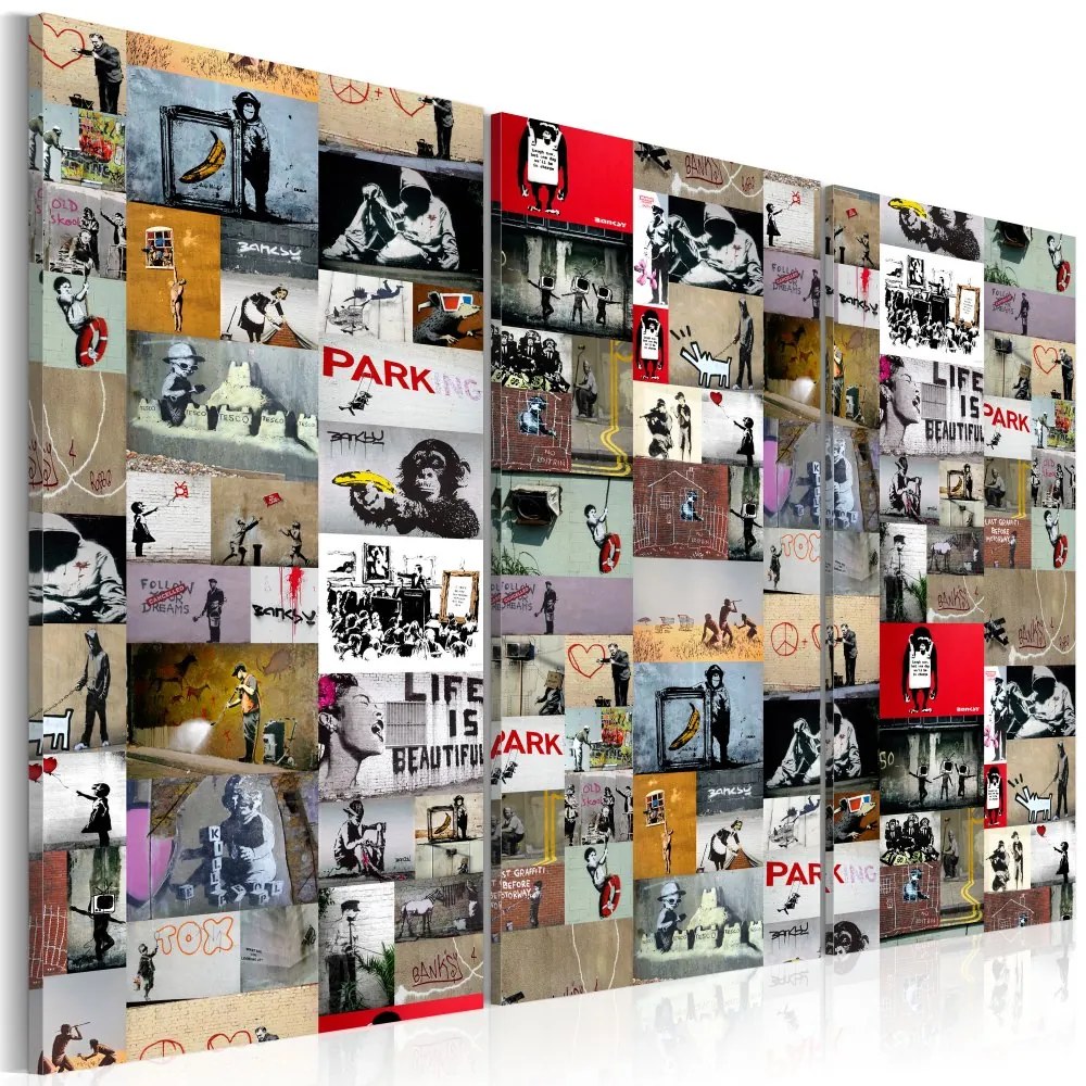 Obraz na plátně Bimago - Art of Collage: Banksy III 90x60 cm