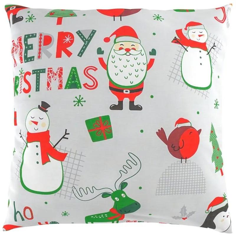 Kvalitex Vánoční povlak na polštář bavlna 40x40cm CHRISTMAS šedé