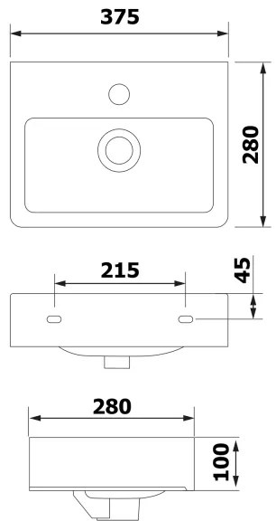 Bruckner - Umyvadlo NOAM 37,5x28 cm keramika/bílá