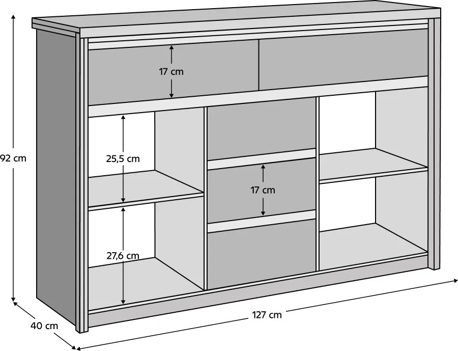 Komoda 2D5S, dub sonoma, NORTY TYP 10