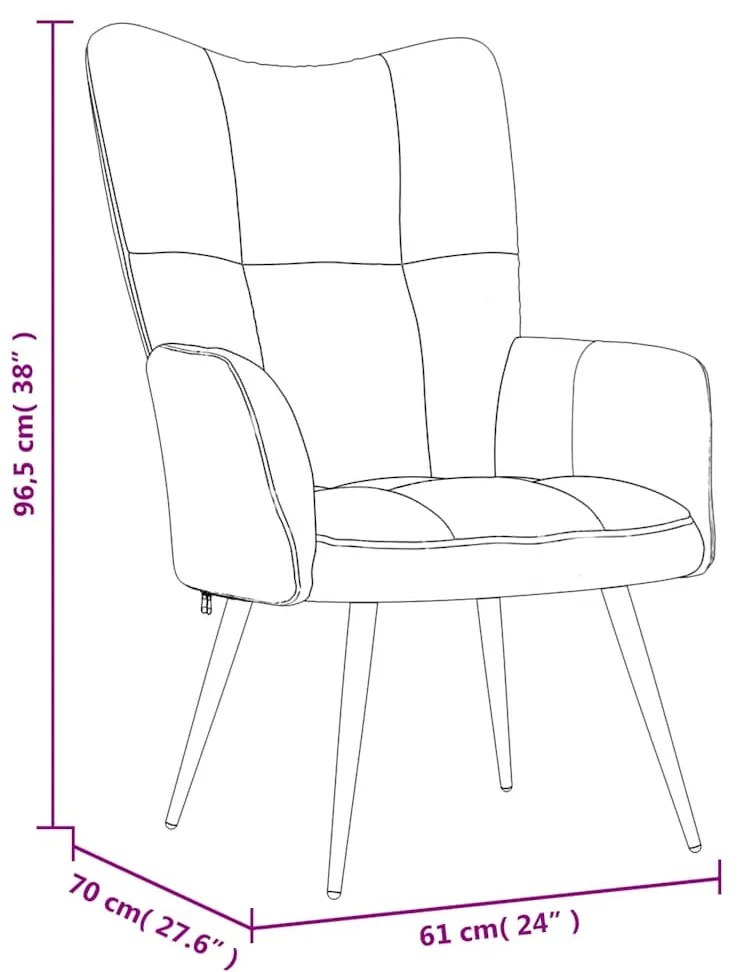 vidaXL Marketos Relaxační křeslo se stoličkou krémově bílé samet