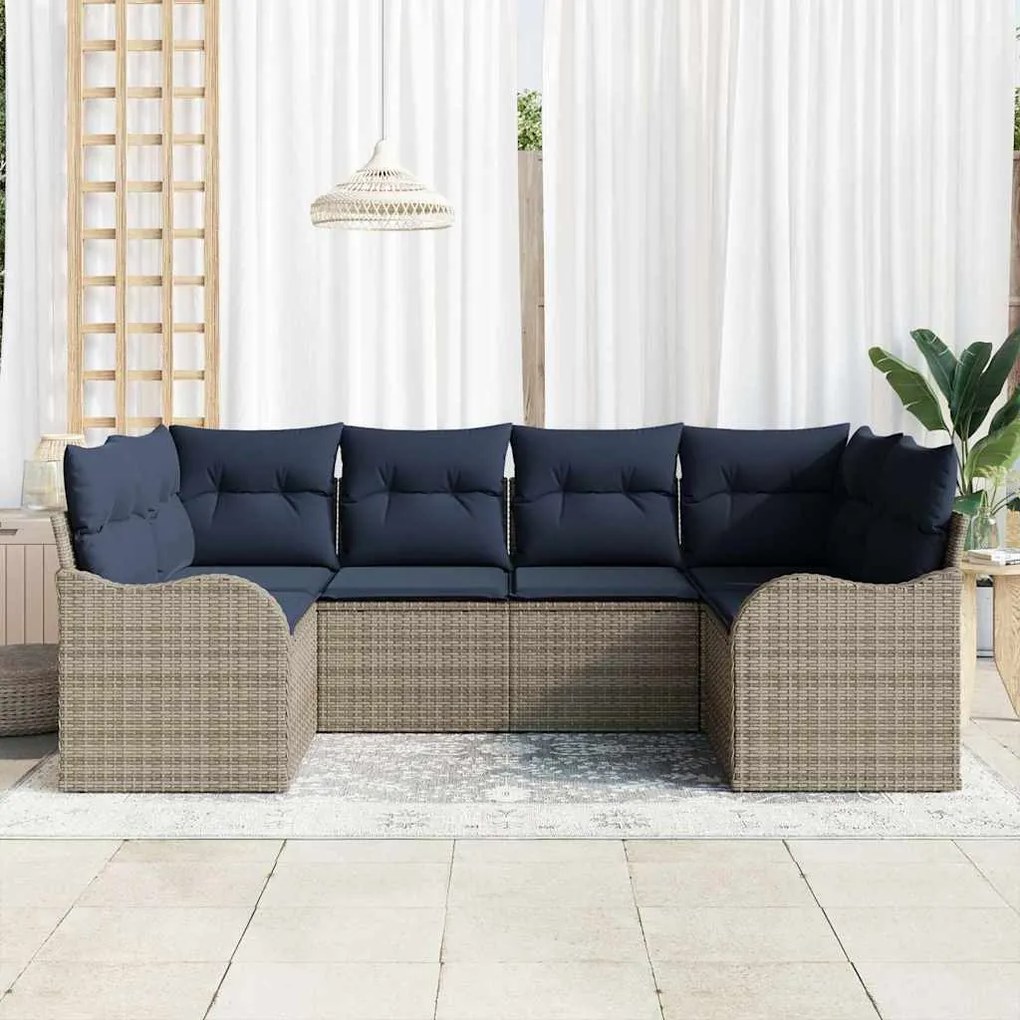 Set pohovek 6 ks Šedá [Syntetika]: Poly Ratan 3345845