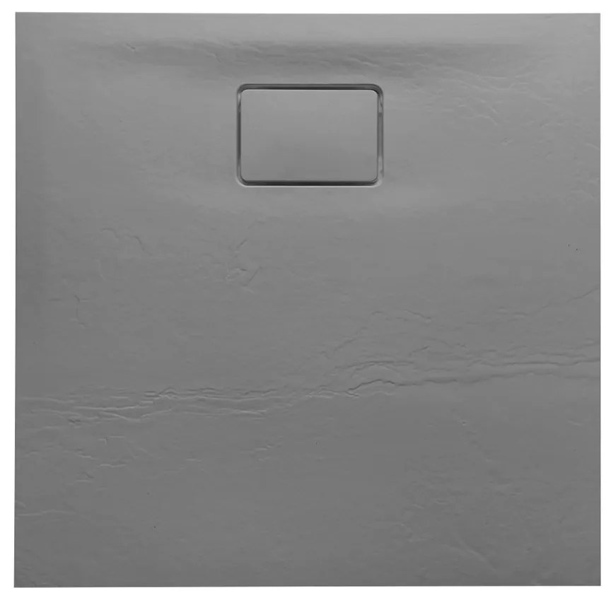 SAPHO - ACORA vanička z litého mramoru, čtverec 80x80x3,5cm, šedá, dekor kámen AC021