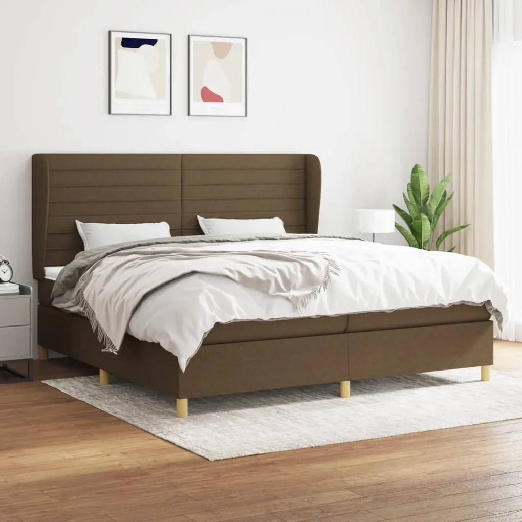 Box spring postel s matrací tmavě hnědá 200x200 cm textil 3128632
