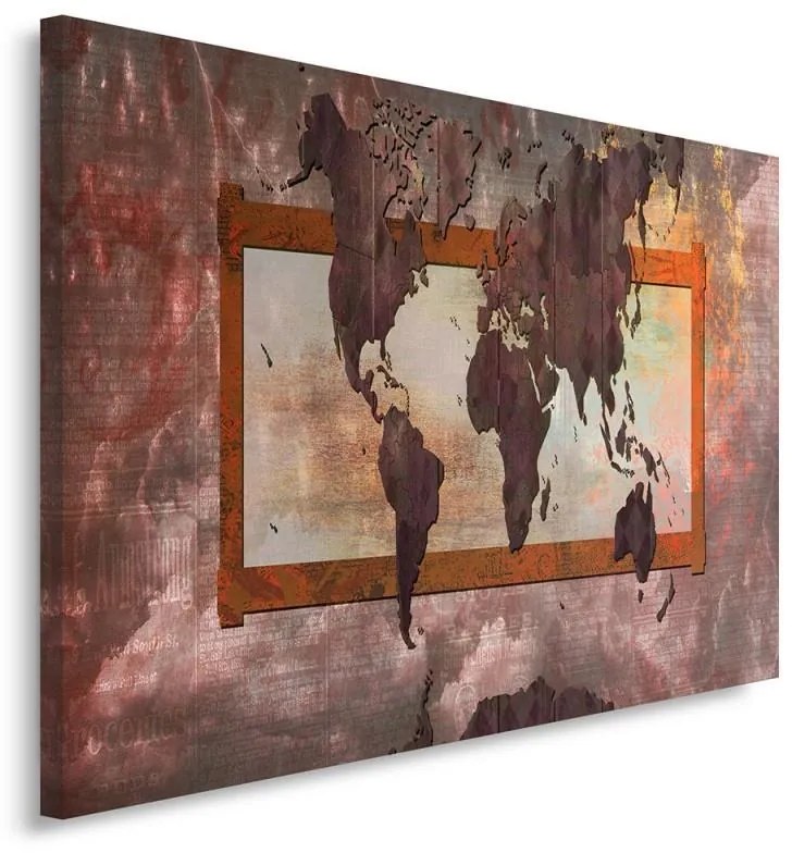 CARO Obraz na plátně - Composition With A World Map 5 40x30 cm