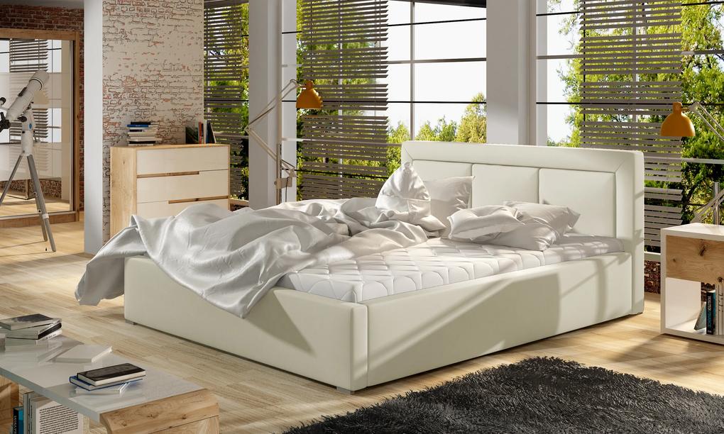 Čalouněná postel BELLA béžová ekokůže 200x200cm