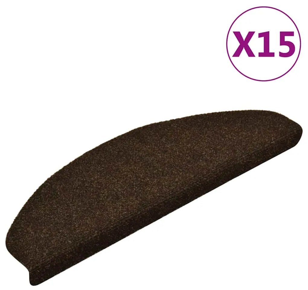 Schodové rohože samolepicí 15 ks 65 x 21 x 4 cm hnědé, půlkulaté, velké 322351