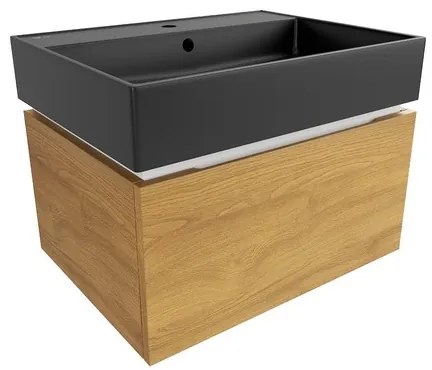 Koupelnová skříňka s umyvadlem SAT Feel 60x30x46 cm medový dub mat SATFEEL60DMU3