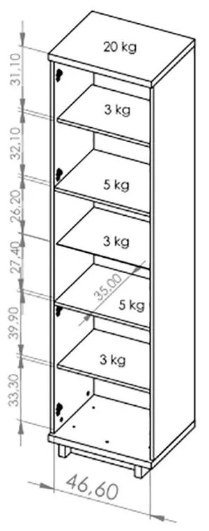 INES | vitrína WIT50 | IN-11 | 50,5 cm | artisan/černá