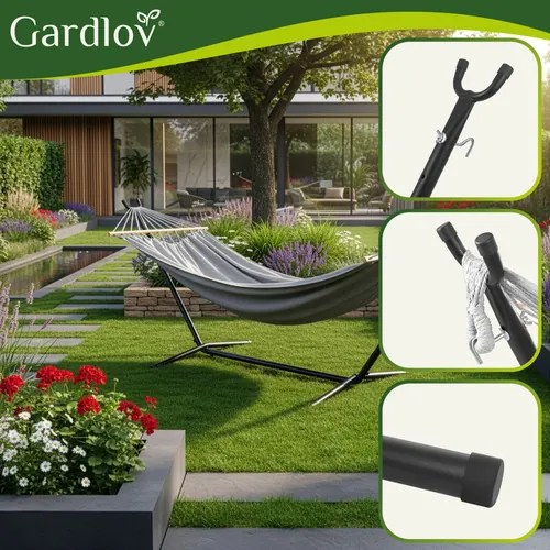 Iso Trade Zahradní houpací síť 200x150cm Gardlov s rámem 27293