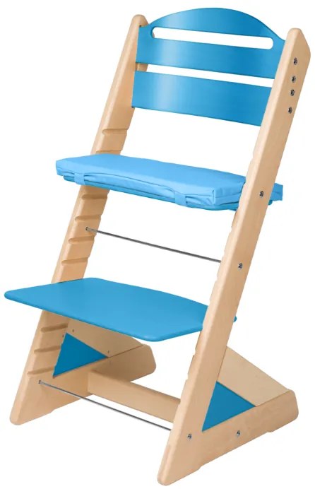 Jitro Dětská rostoucí židle Plus PŘÍRODNÍ VÍCEBAREVNÁ Dub + lněný podsedák
