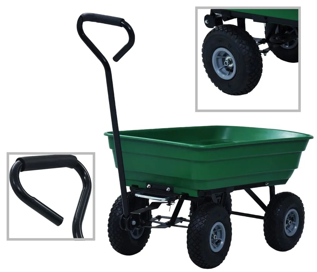 145507 vidaXL Zahradní sklápěcí ruční vozík 300 kg 75 l zelený