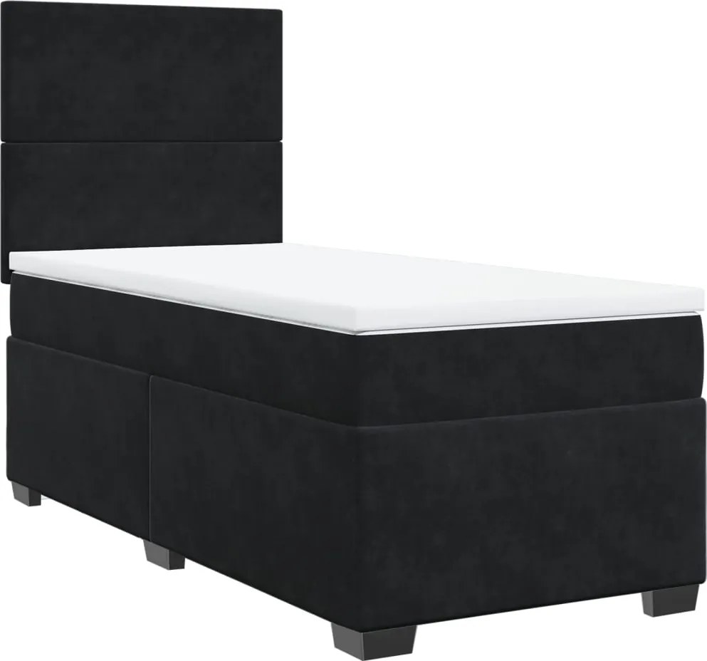 Box spring postel s matrací černá 90x200 cm samet 3293106