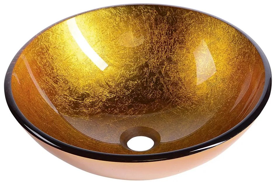 AGO skleněné umyvadlo průměr 42 cm, zlatě oranžová (2501-19) SAPHO