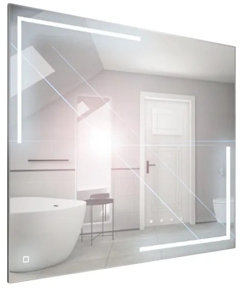 BPS-koupelny Zrcadlo závěsné s pískovaným motivem a LED osvětlením Nikoletta LED 3 Typ: dotykový vypínač, Rozměry (cm): 80x65 - (Nikoletta LED 3/80)