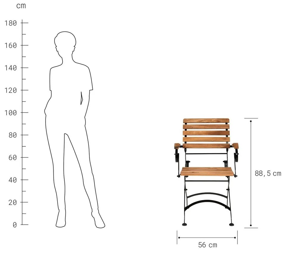 Butlers PARKLIFE Skládací židle s područkami set 2 ks - hnědá/černá