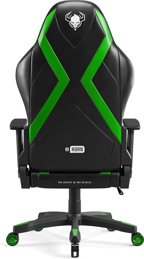 Herní židle z ekokůže Normal Size, černý-zelený: Diablo X-Horn 2.0