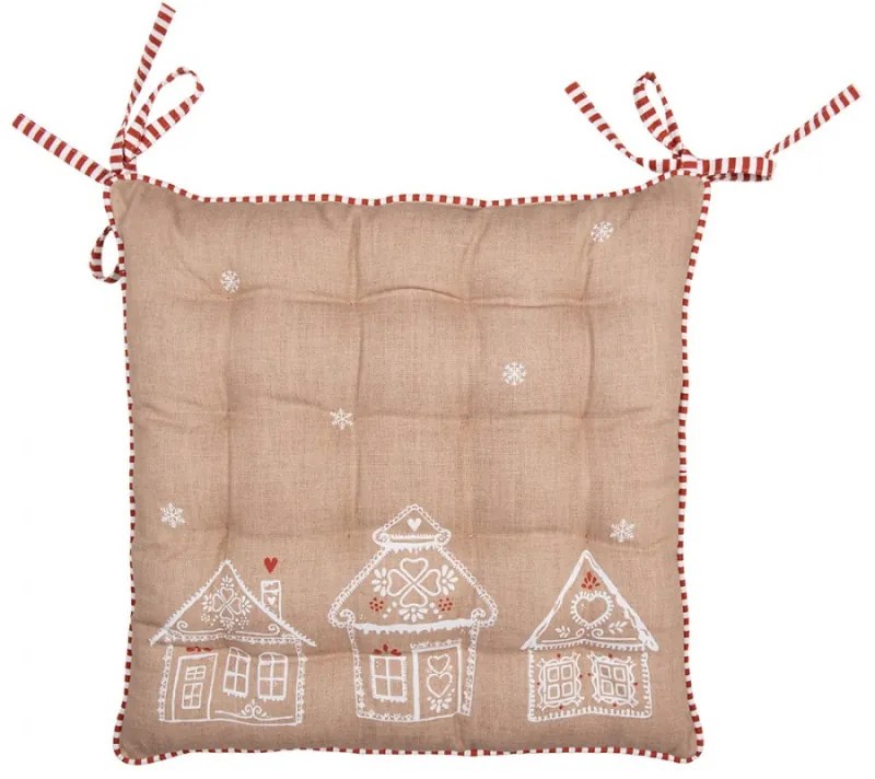 Podsedák s výplní s motivem perníkových domečků Gingerbread Bliss – 40x40x4 cm
